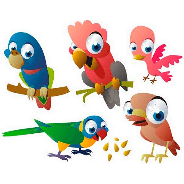 Sticker mural enfant Kit de perroquets exotiques | WebStickersMuraux.com