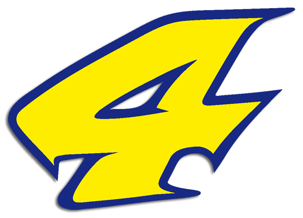 Autocollant numéro de course 4 jaune et bleu foncé