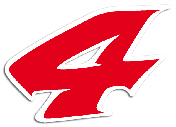 Autocollant numero de course 4 rouge et blanc